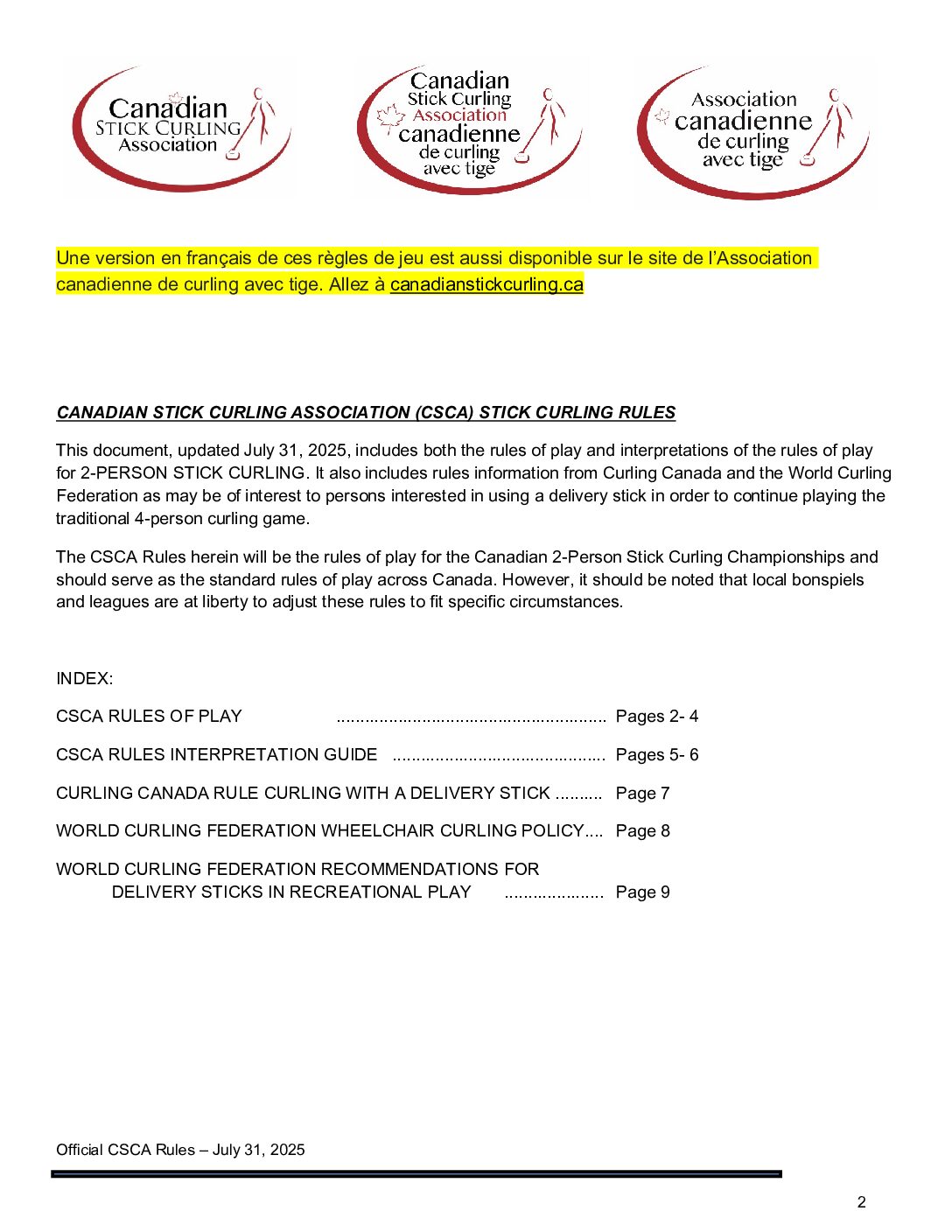 Stick curling new rules 2025 | Curling Québec